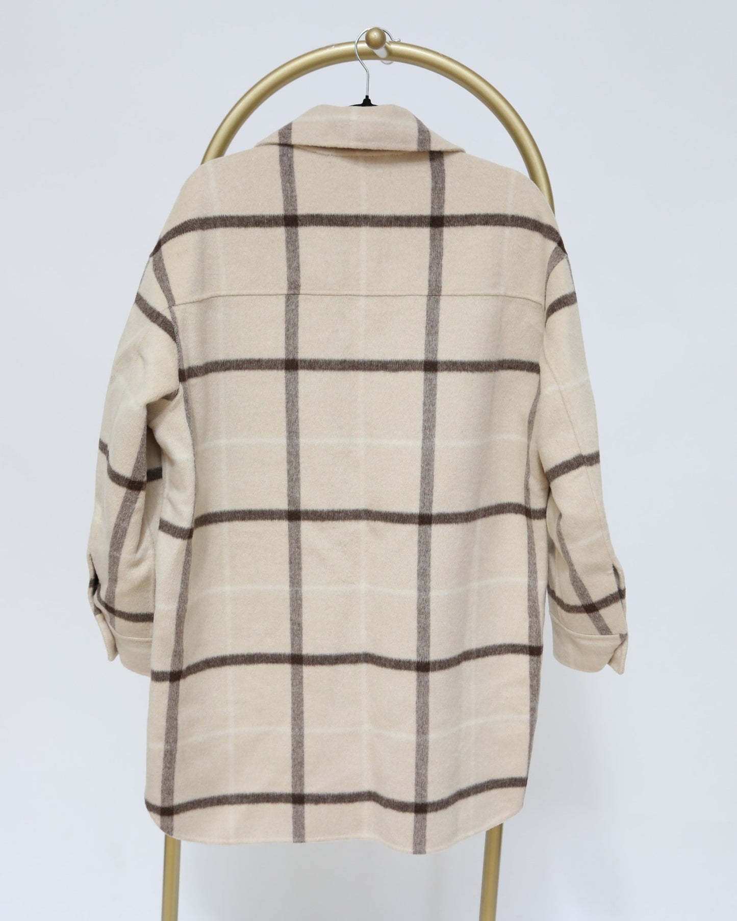 Wool Blend Plaid Shacket - Beige – Belle & Bloom