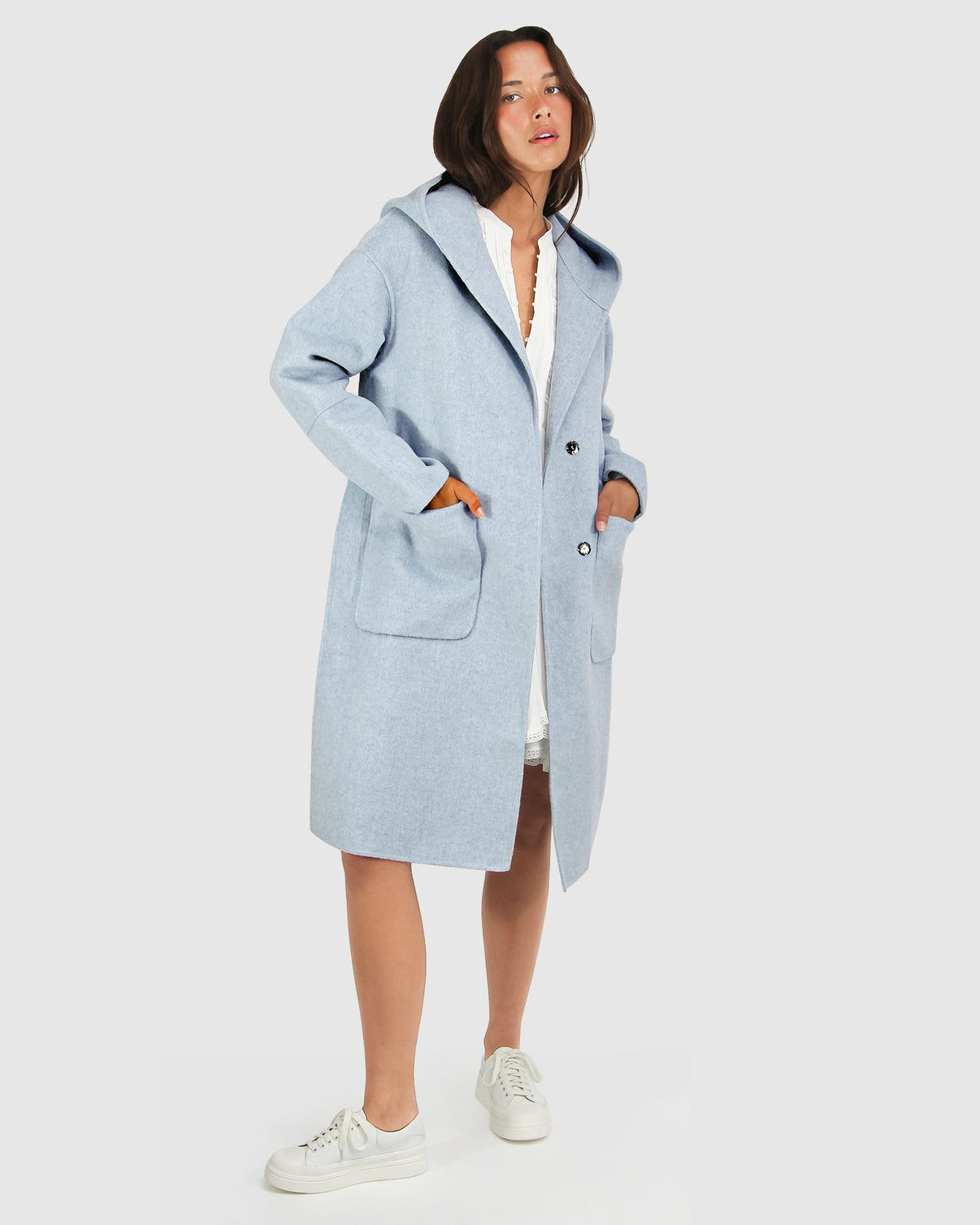 Walk This Way Wool Blend Oversized Coat - Light Blue – Belle & Bloom
