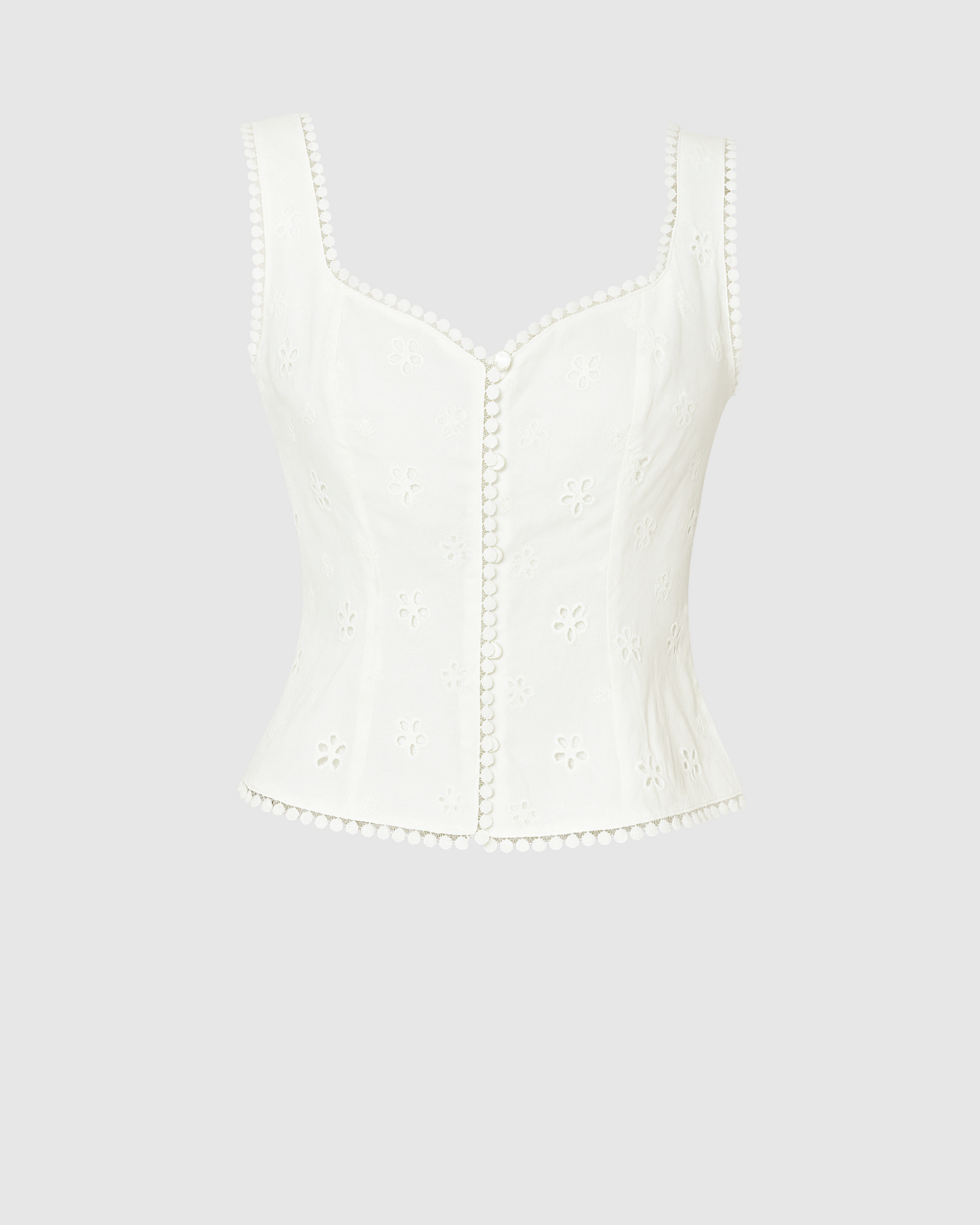 Button Down Lace Trim Top - White – Belle & Bloom
