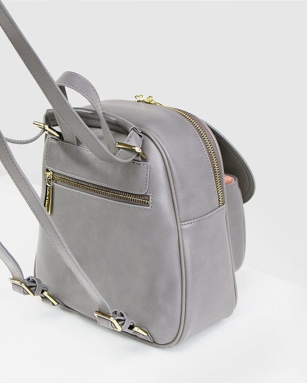 Camila Leather Backpack - Grey – Belle & Bloom