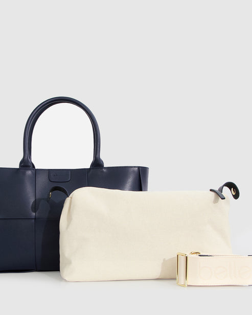 Long Way Home Woven Tote - Navy – Belle & Bloom