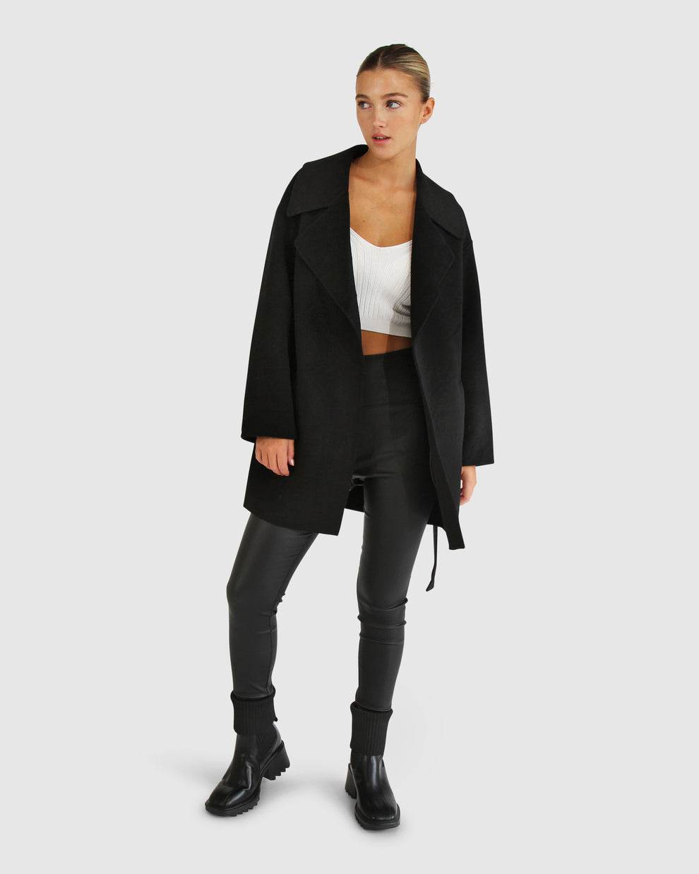 Eternal Flame Wool Blend Short Robe Coat - Black – Belle & Bloom