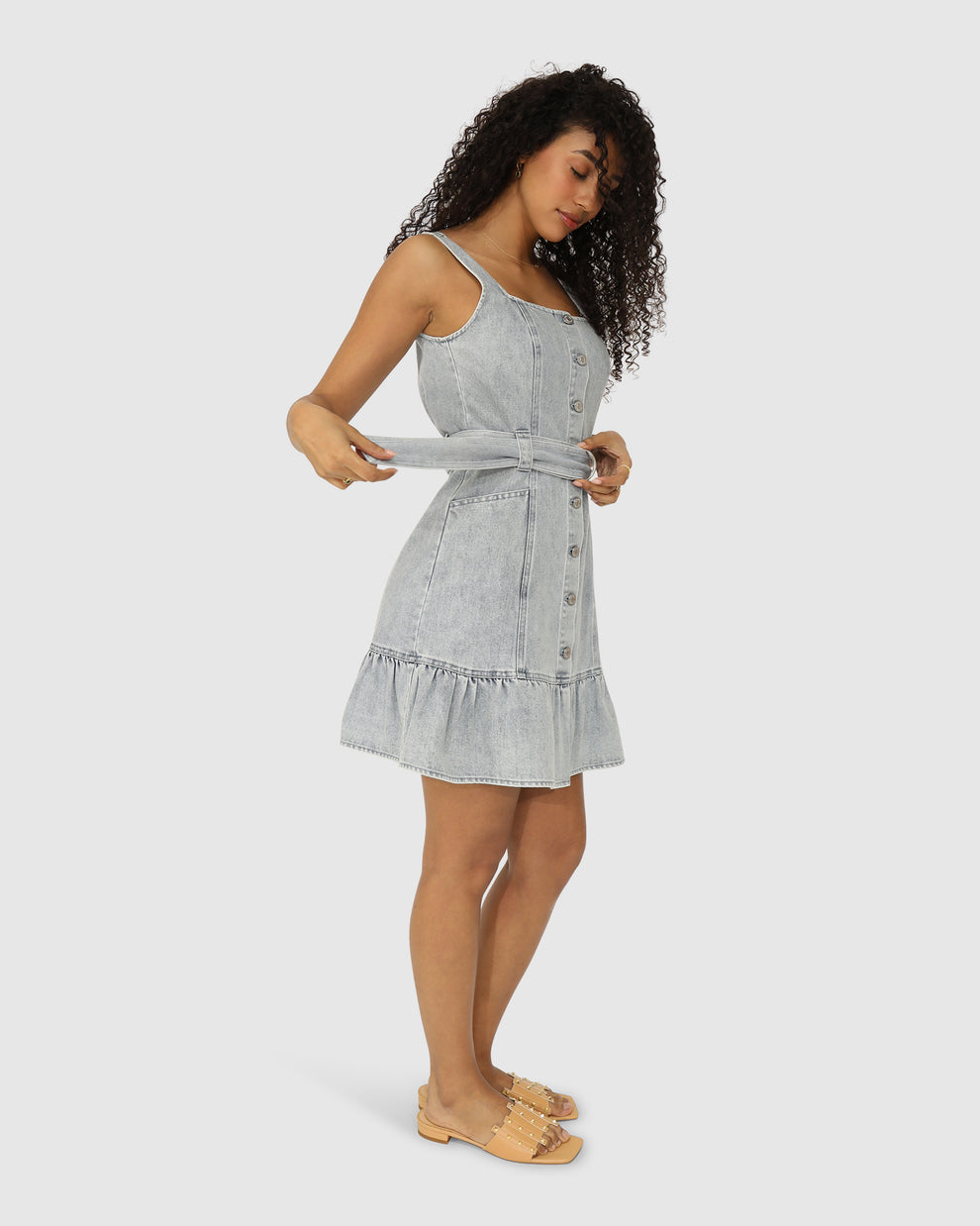 Reunite Denim Mini Dress - Stonewash – Belle & Bloom