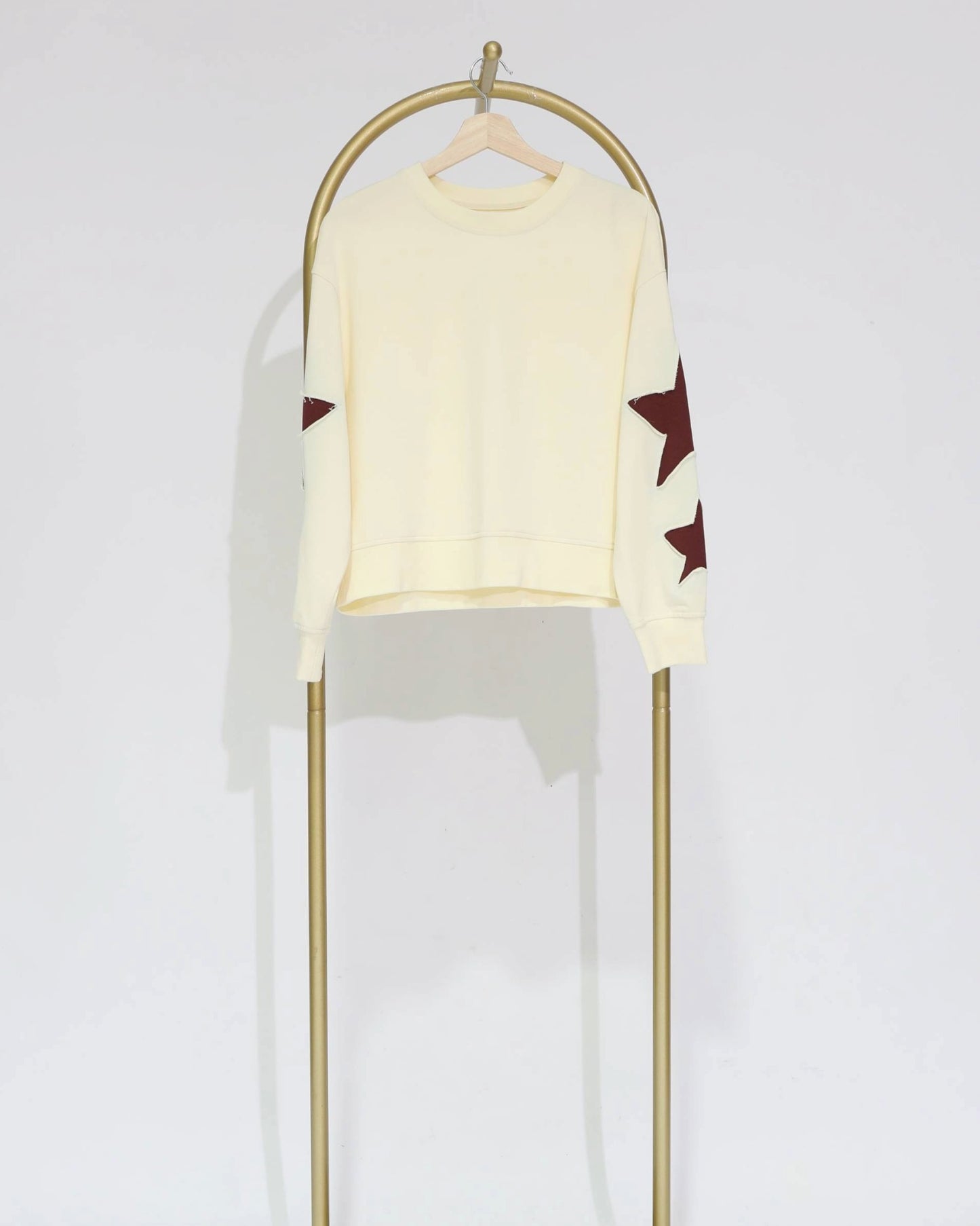 Star Sleeve Cotton Sweatshirt – Cream – Belle & Bloom