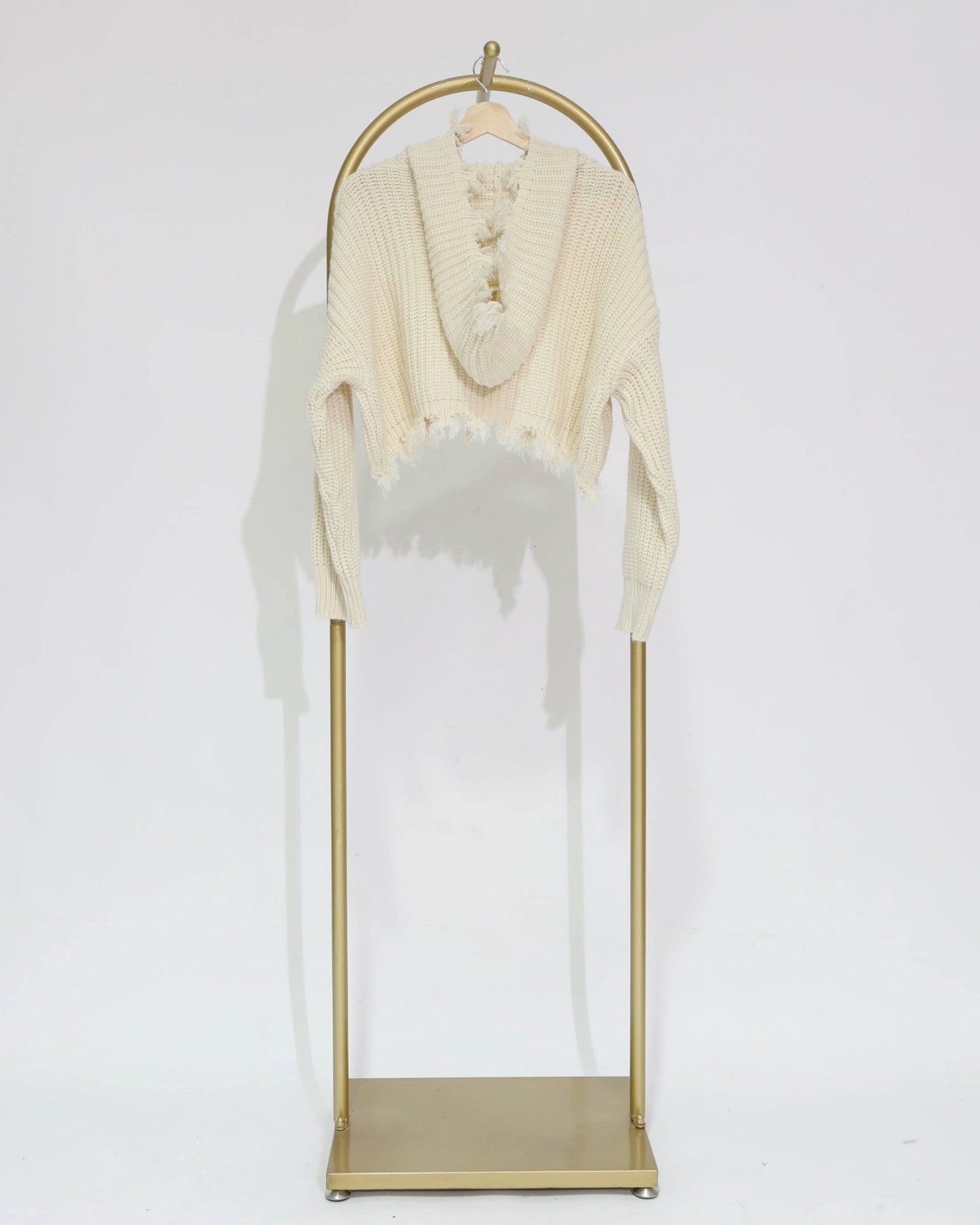 Frayed Hem Knit Hoodie - Cream – Belle & Bloom