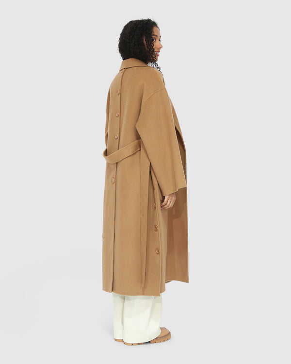 Wide Awake Wool Blend Split Hem Overcoat - Camel – Belle & Bloom