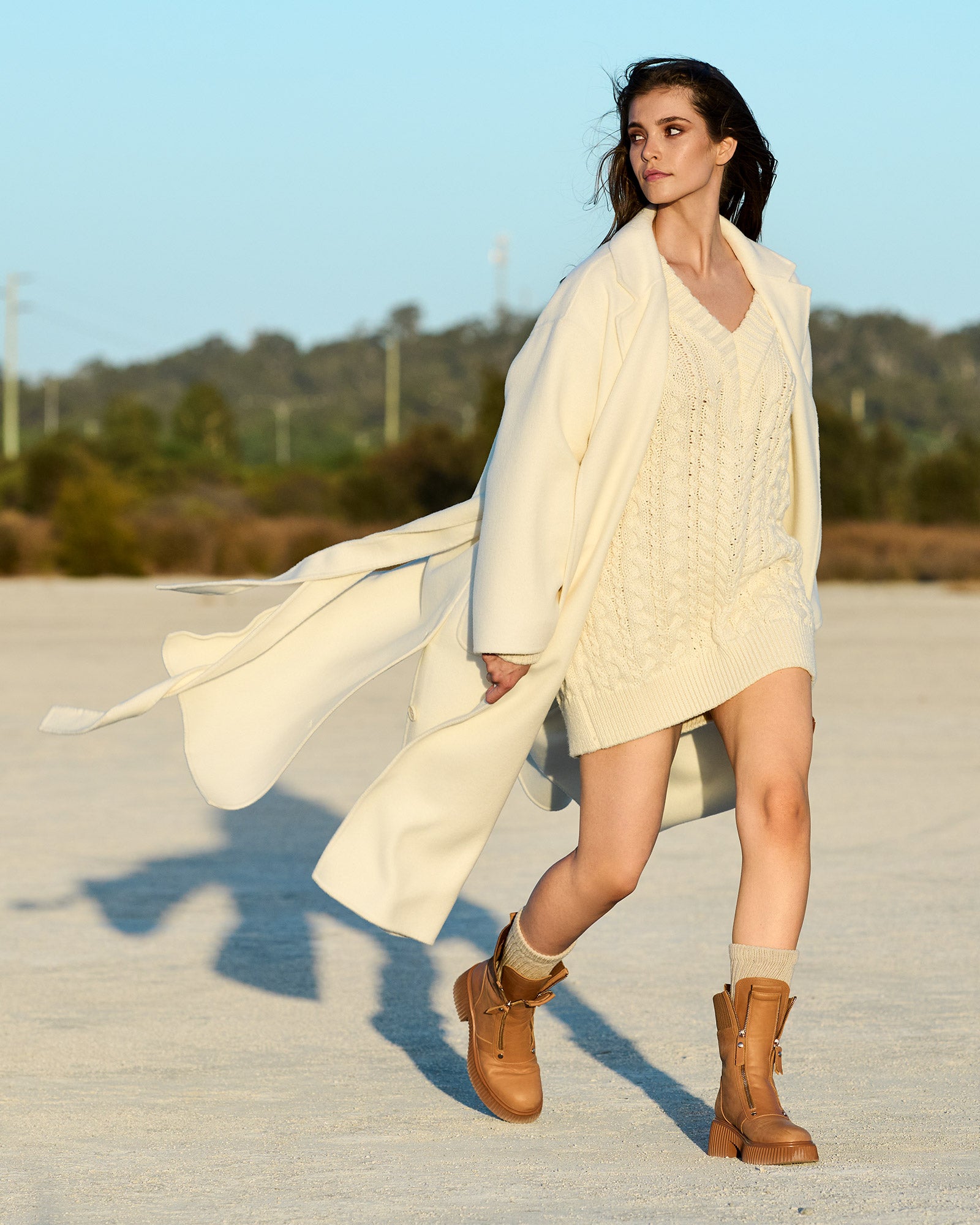 Wide Awake Wool Blend Split Hem Overcoat - Cream – Belle & Bloom
