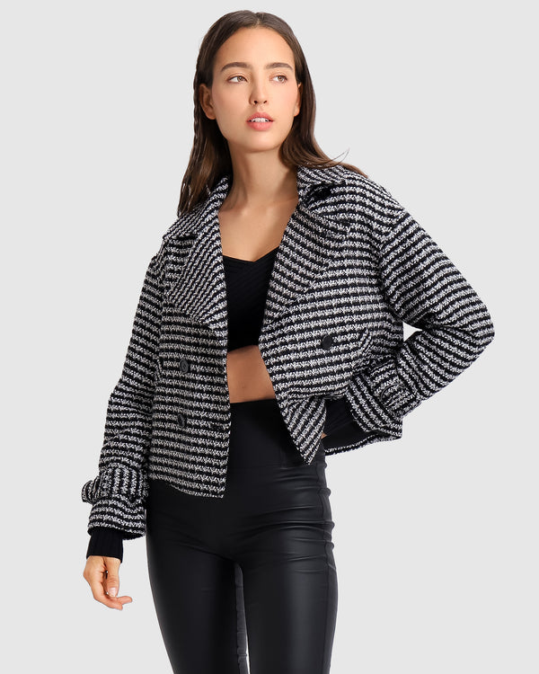 Power Over Me Tweed Jacket - Black/White – Belle & Bloom
