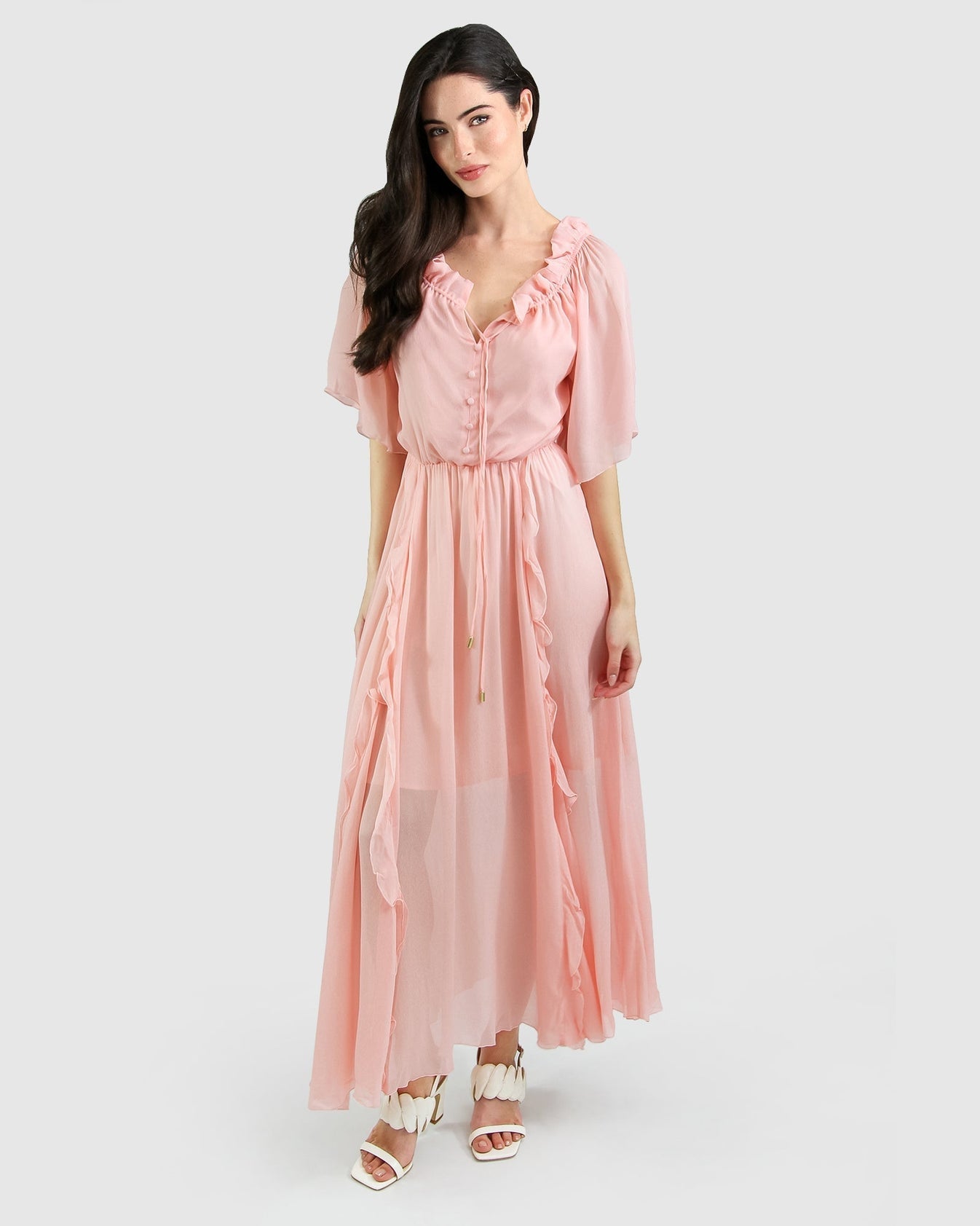 Amour Amour Ruffled Midi Dress - Desert Rose FINAL SALE – Belle & Bloom