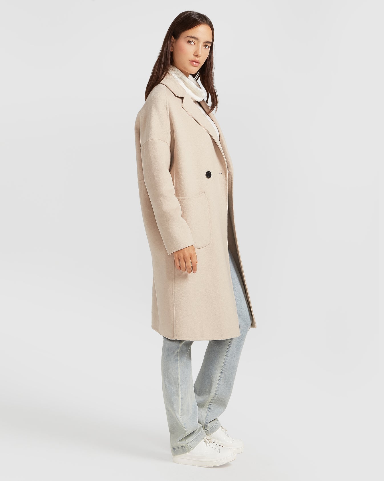 Publisher Double-Breasted Wool Blend Coat - Sand – Belle & Bloom