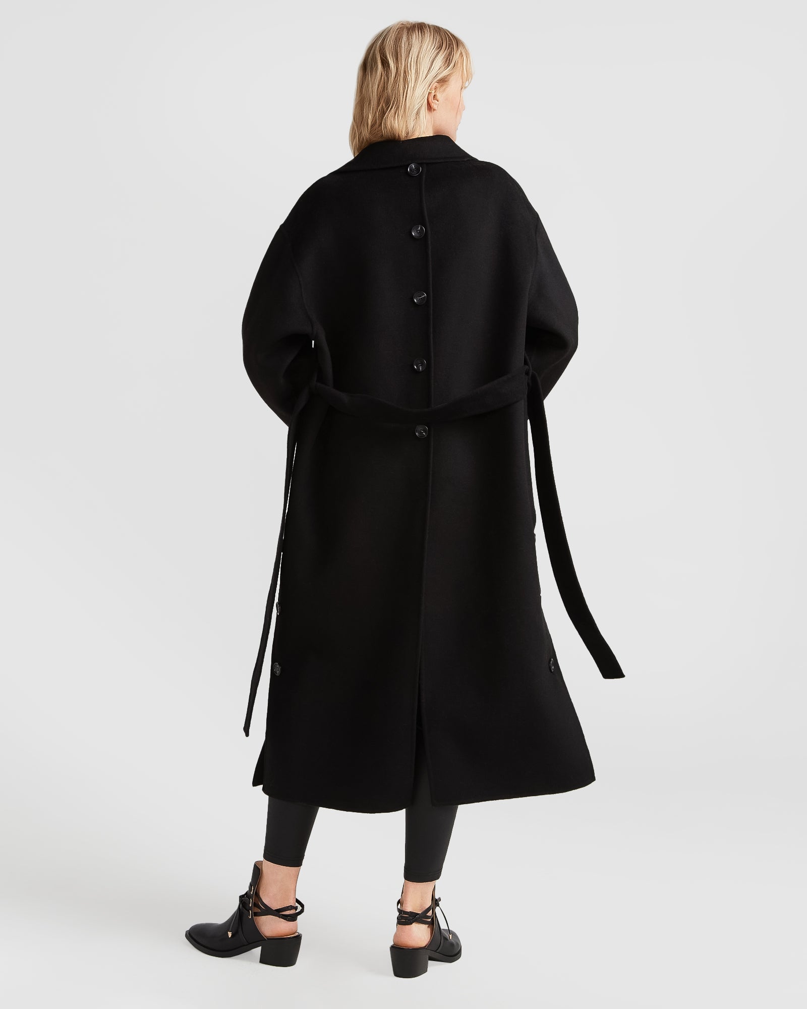 Wide Awake Wool Blend Split Hem Overcoat - Black – Belle & Bloom