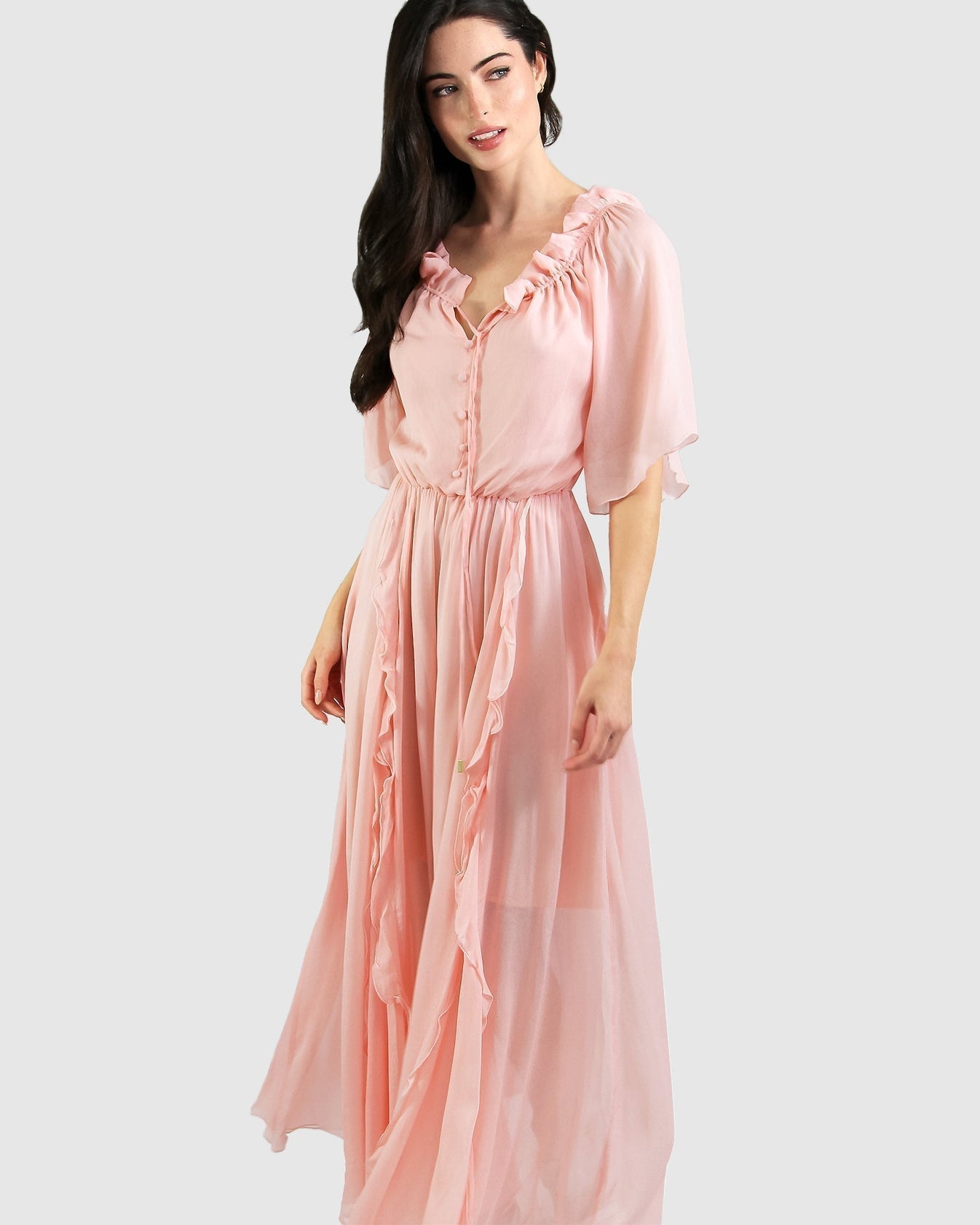 Amour Amour Ruffled Midi Dress - Desert Rose FINAL SALE – Belle & Bloom