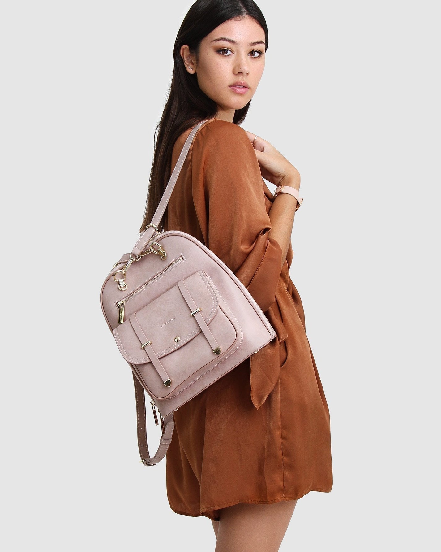 5th Ave Leather Backpack - Dusty Pink – Belle & Bloom