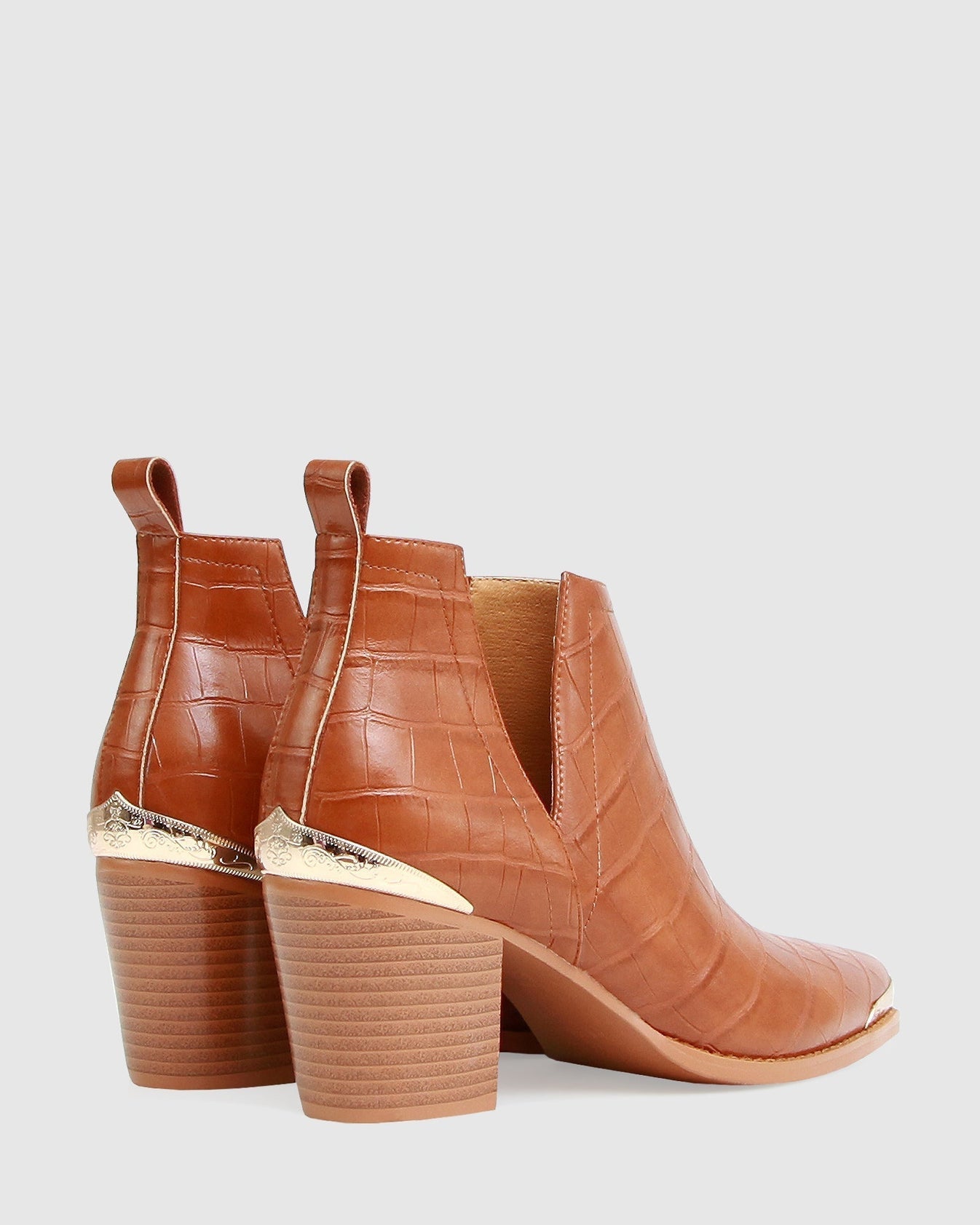 Austin Croc Embossed Ankle Boot - Camel – Belle & Bloom