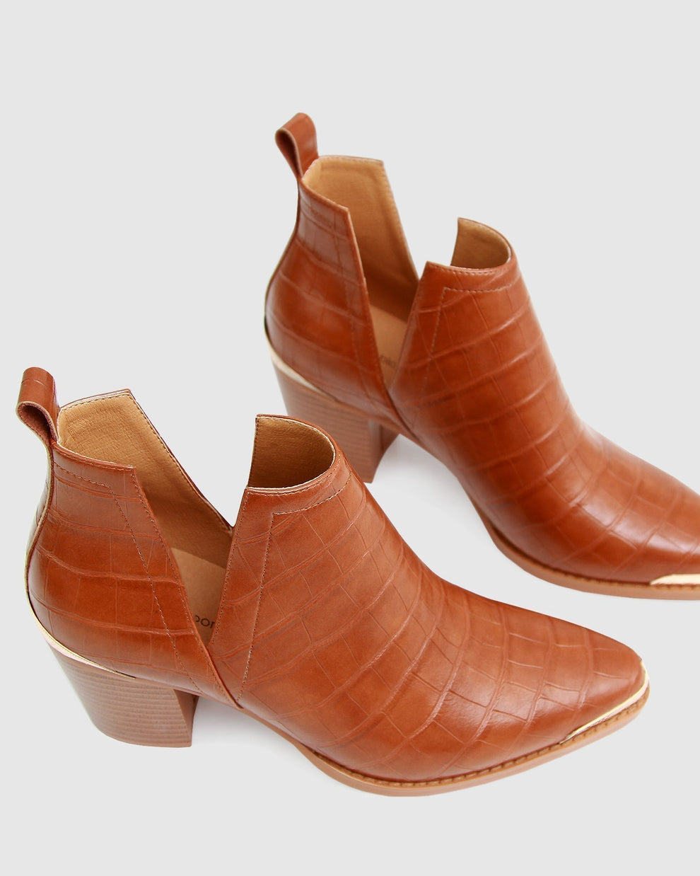 Austin Croc Embossed Ankle Boot - Camel – Belle & Bloom