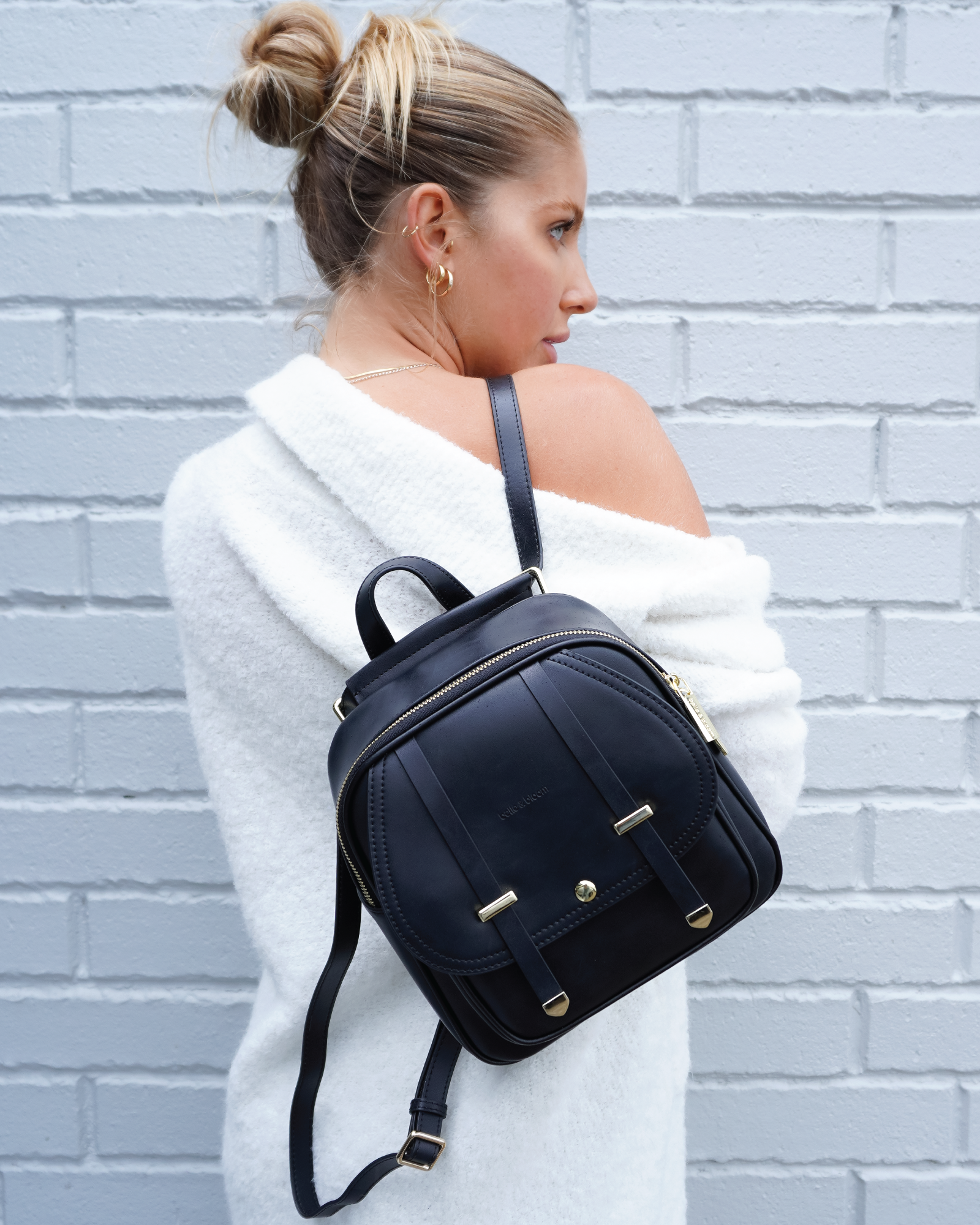 Camila Leather Backpack - Black – Belle & Bloom