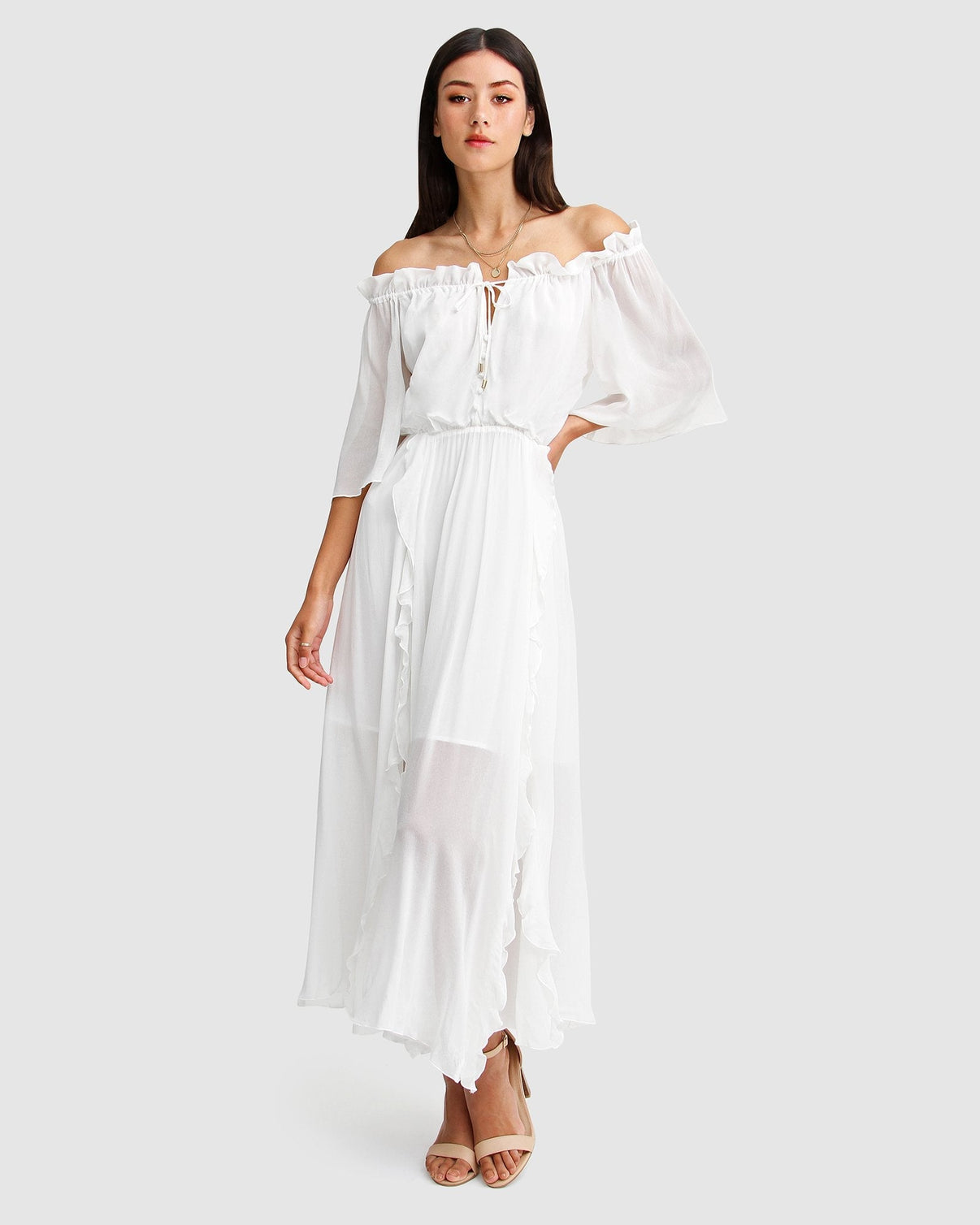 Amour Amour Ruffled Midi Dress - White – Belle & Bloom