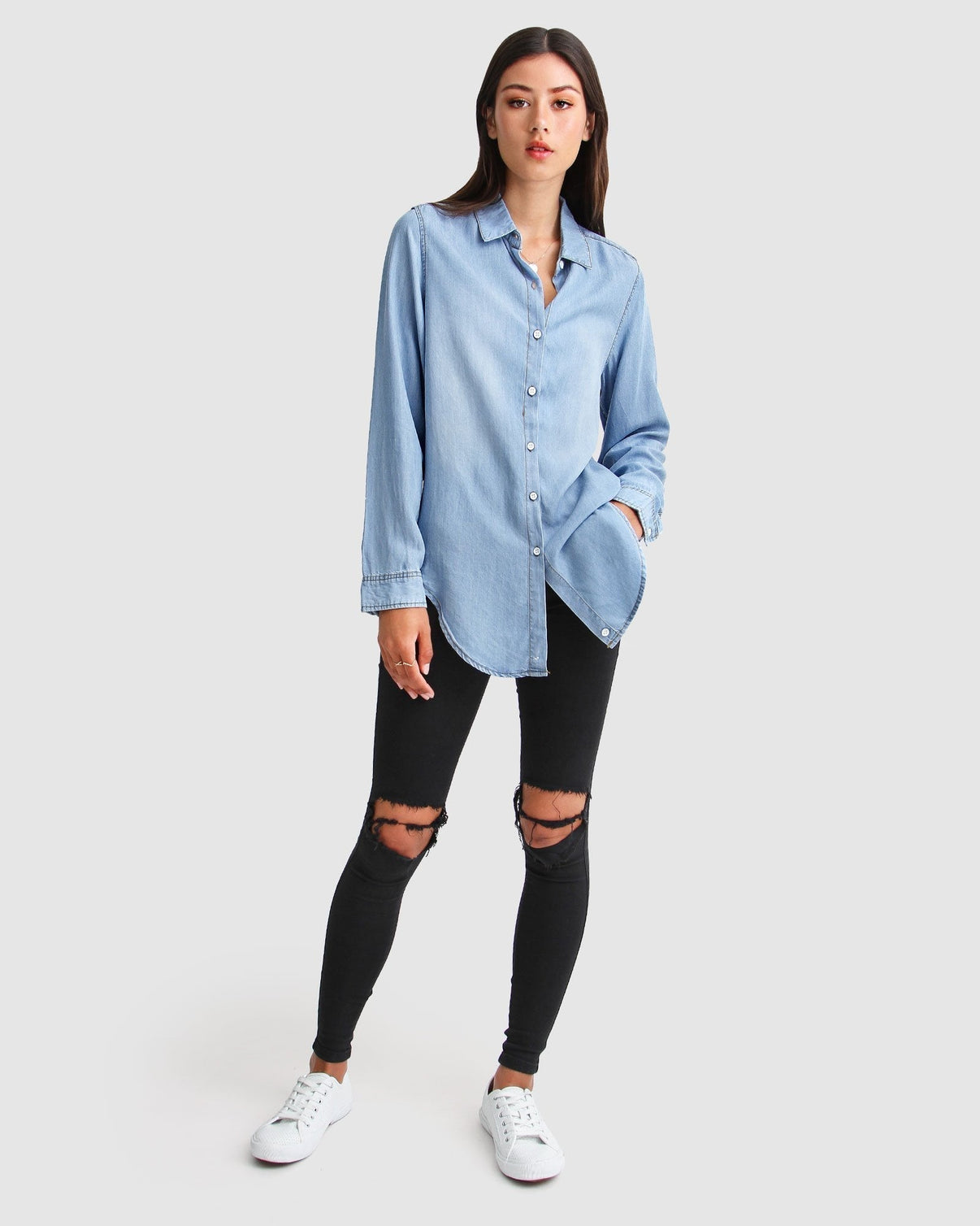 Keep Me Wild Denim Top - Indigo – Belle & Bloom