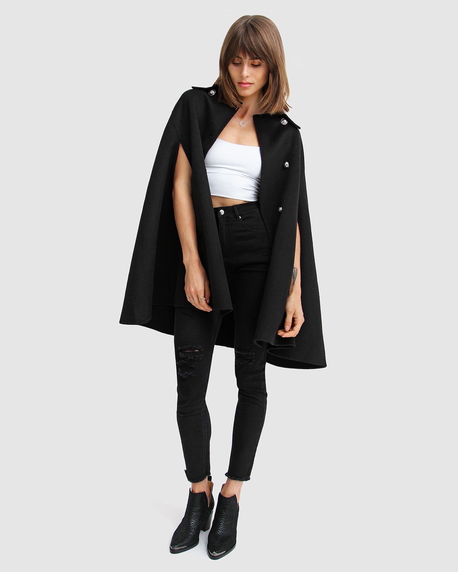 On My Mind Wool Blend Cape - Black – Belle & Bloom