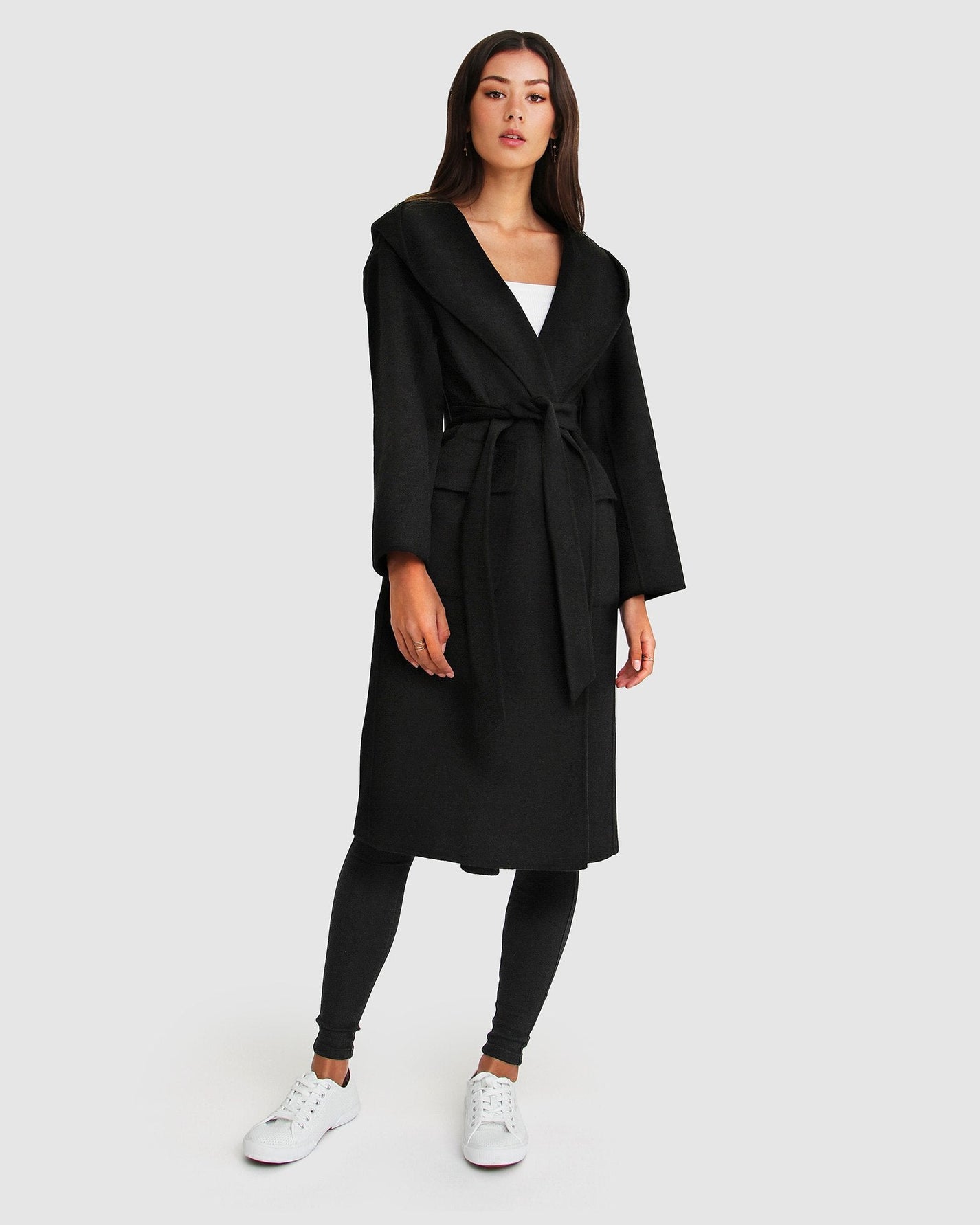 Runaway Wool Blend Robe Coat - Black – Belle & Bloom