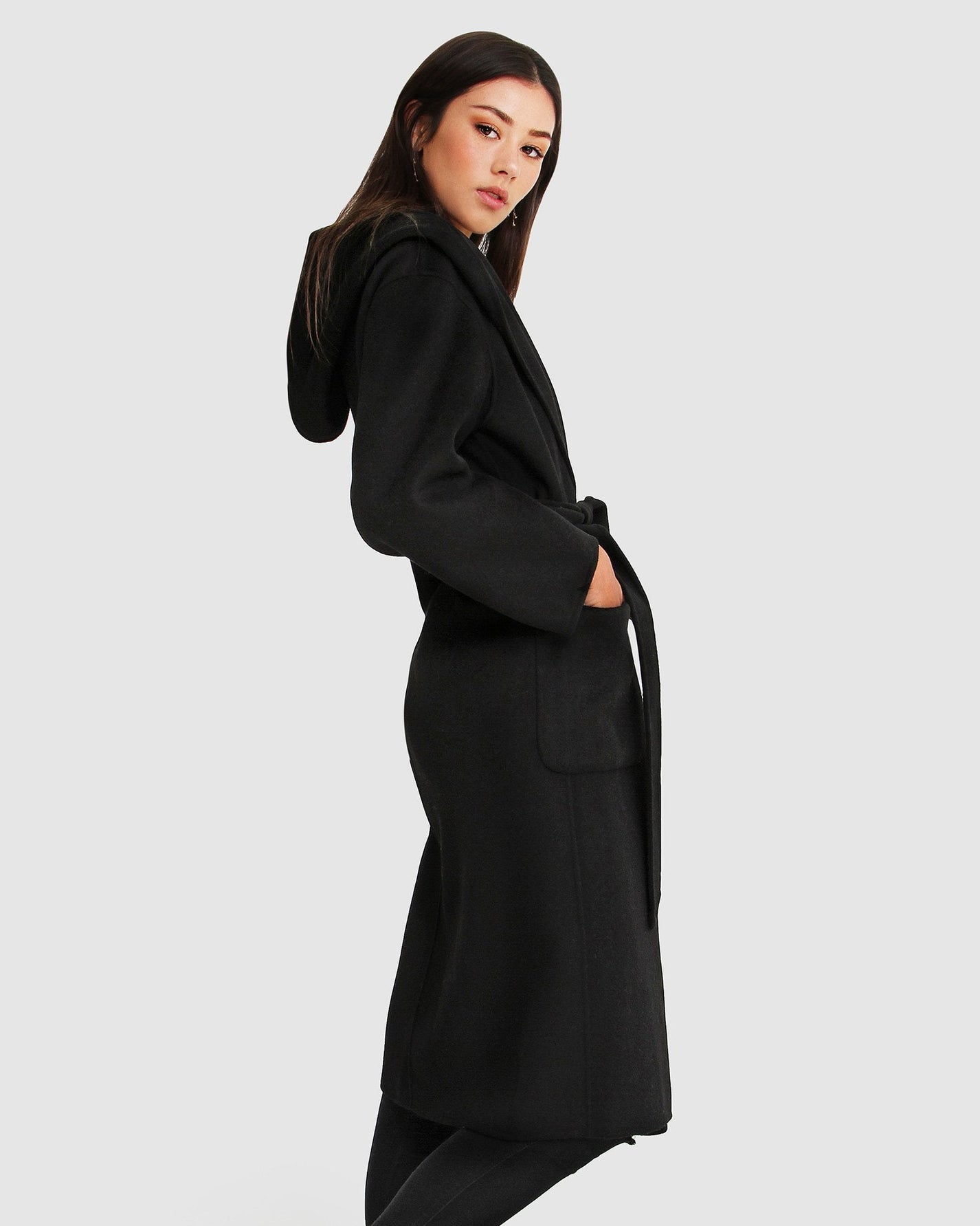 Runaway Wool Blend Robe Coat - Black – Belle & Bloom